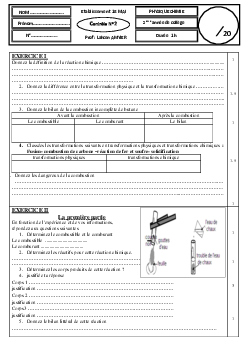 Devoir 2 Modèle 7 - Physique Chimie 2AC Semestre 1 - AlloSchool