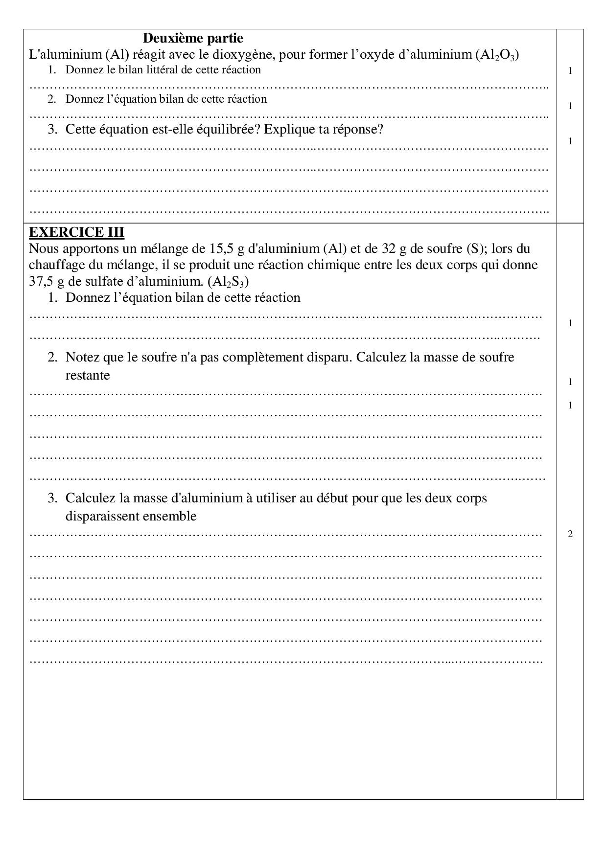 Devoir 2 Modèle 7 - Physique Chimie 2AC Semestre 1 - AlloSchool