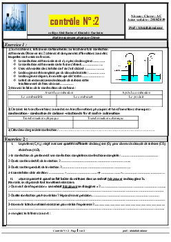 Devoir 2 Modèle 12 - Physique Chimie 2AC Semestre 1 - AlloSchool