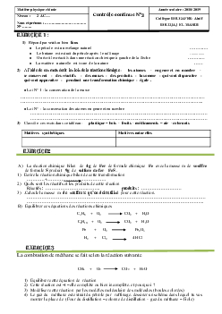 Devoir 3 Modèle 3 - Physique Chimie 2AC Semestre 1 - AlloSchool