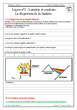 Lumière et couleurs - Dispersion de la lumière - Activités 1 - AlloSchool