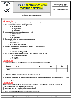 Les combustions - Exercices non corrigés 4 - AlloSchool