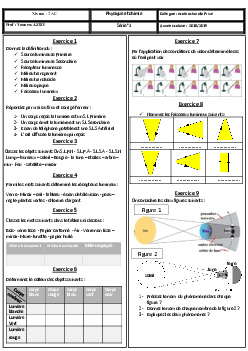La propagation de la lumière - Exercices non corrigés 6 - AlloSchool