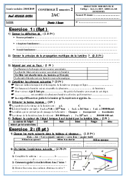 Devoir 1 Modèle 7 - Physique Chimie 2AC Semestre 2 - AlloSchool