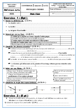 Devoir 2 Modèle 1 - Physique Chimie 2AC Semestre 2 - AlloSchool