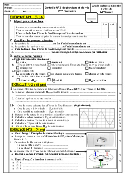 Devoir 3 Modèle 1 - Physique Chimie 2AC Semestre 2 - AlloSchool