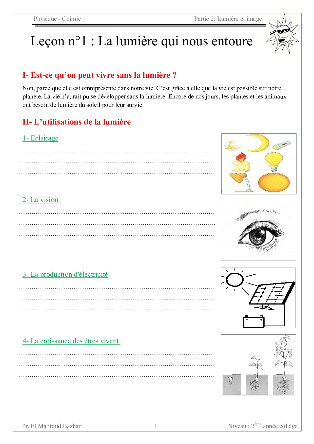 La lumière qui nous entoure - Activités 1 - AlloSchool