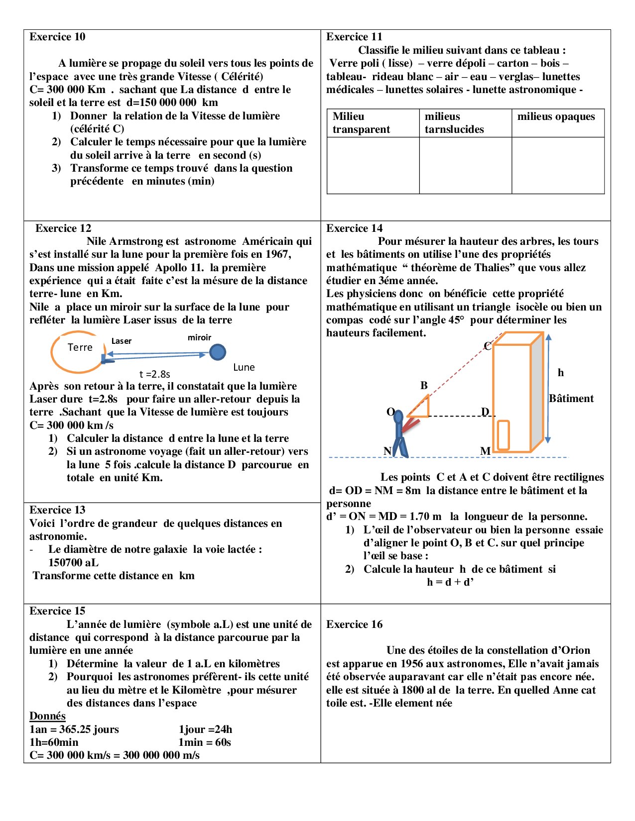 Lumière et couleurs - Dispersion de la lumière - Exercices non corrigés ...