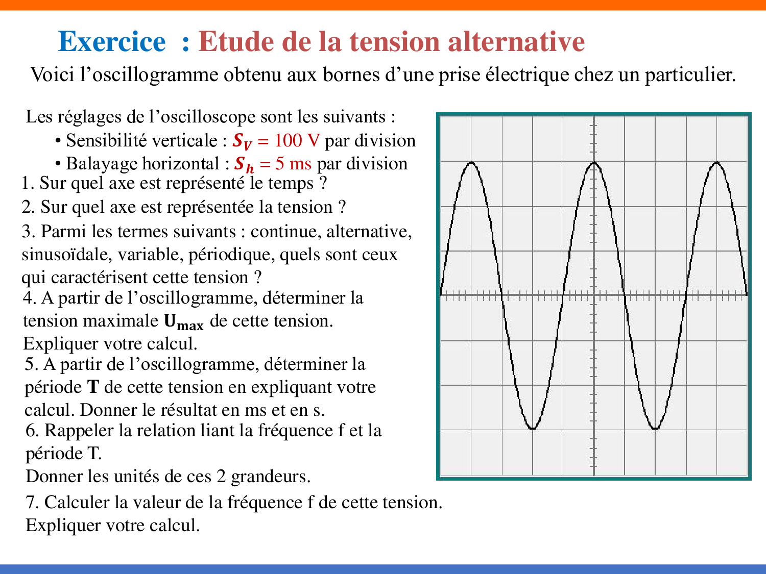 Le courant électrique alternatif sinusoïdal - Exercices corrigés 1 ...