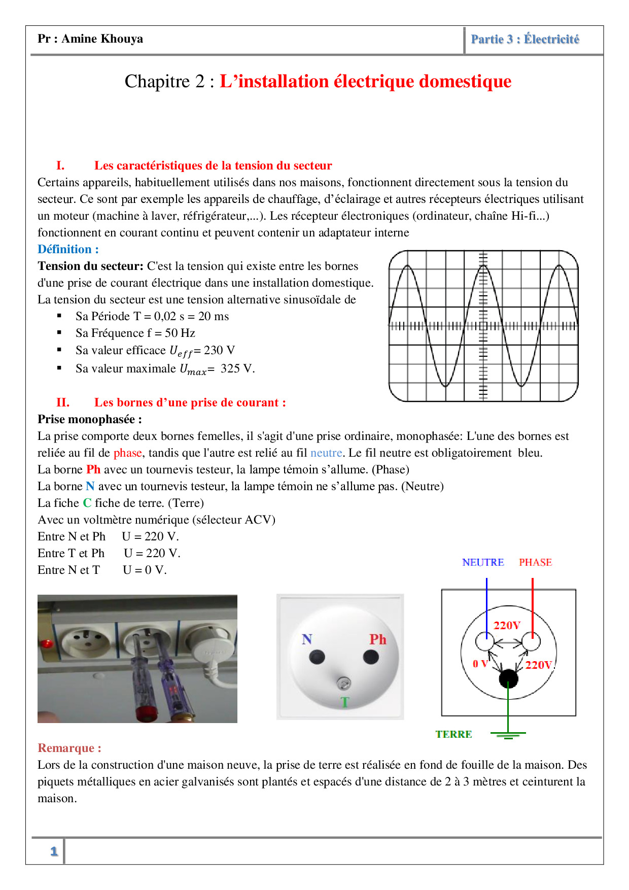 L'installation électrique domestique - Résumé de cours 2 - AlloSchool