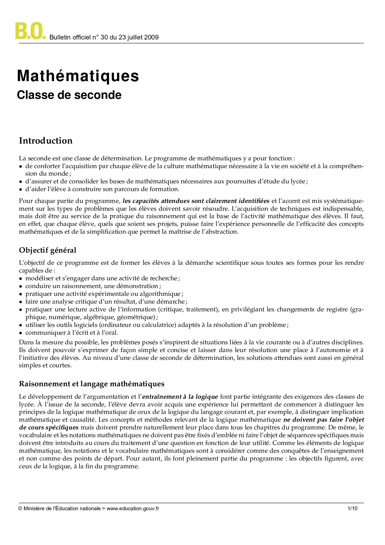 Le programme pédagogique - Mathématiques Seconde - AlloSchool