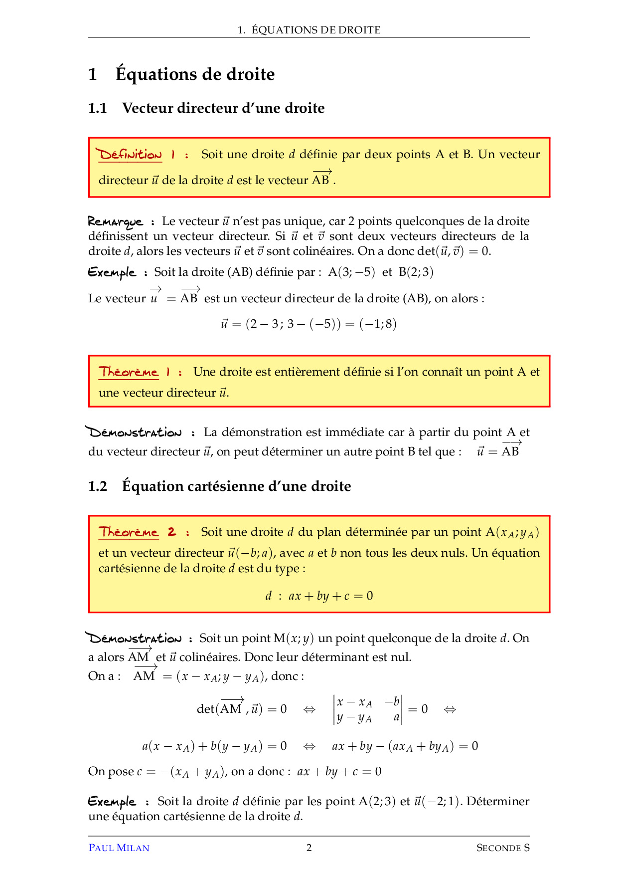 Équations de droites et systèmes d'équations - Cours - AlloSchool