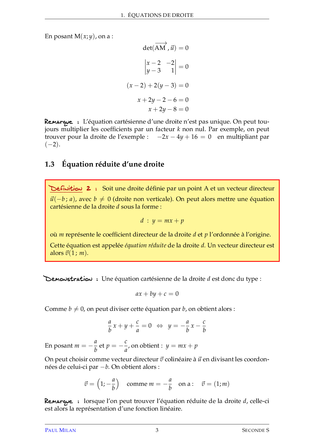 Équations de droites et systèmes d'équations - Cours - AlloSchool
