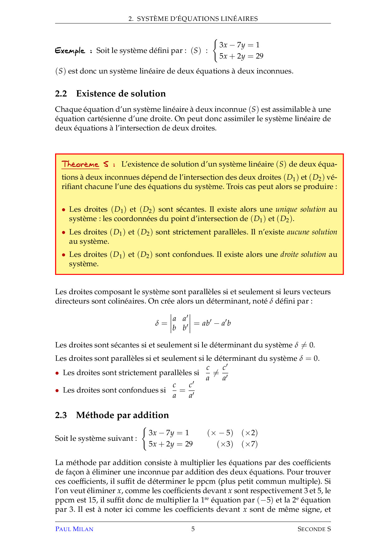 Équations de droites et systèmes d'équations - Cours - AlloSchool