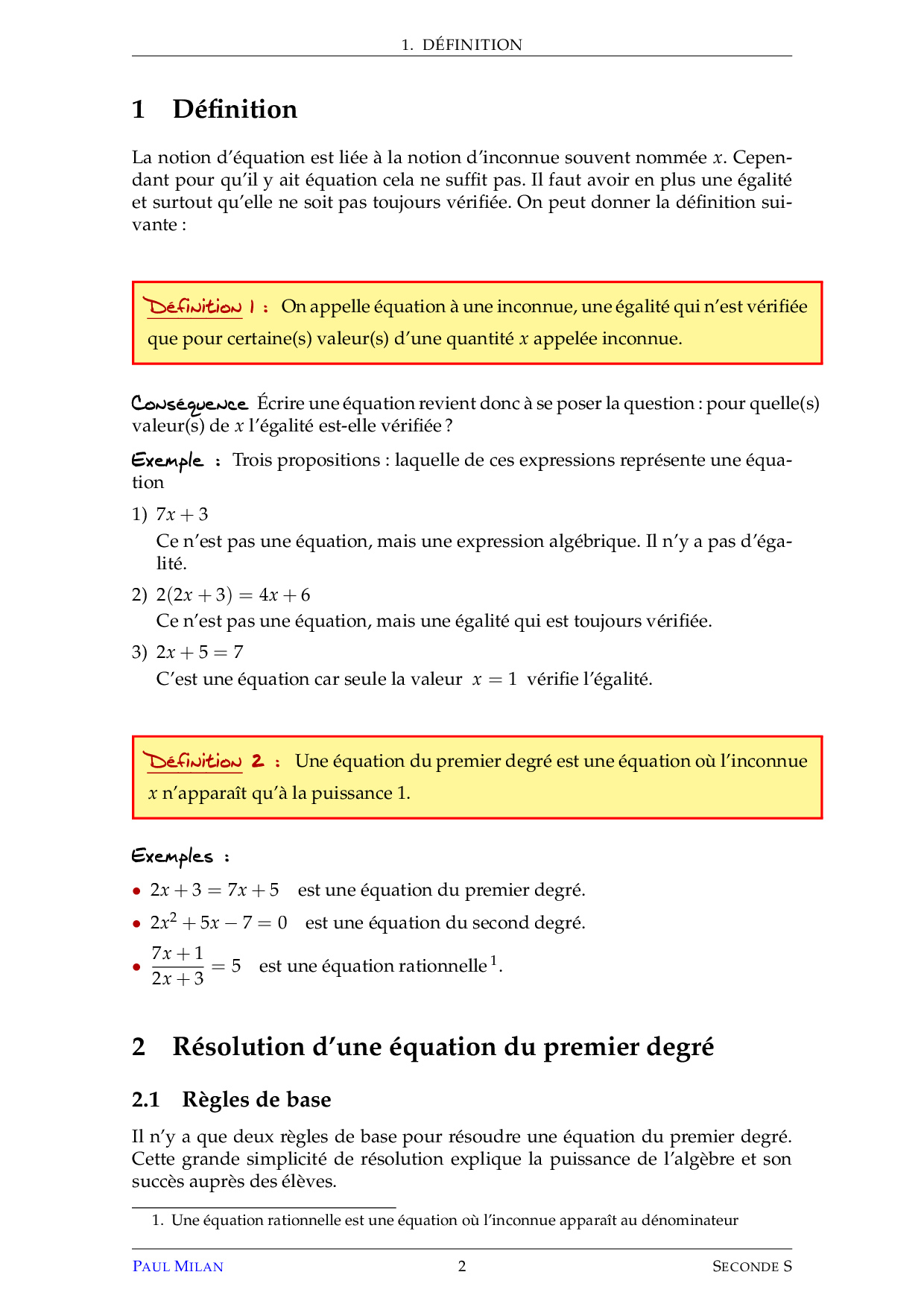 Les équations du premier degré - Cours - AlloSchool