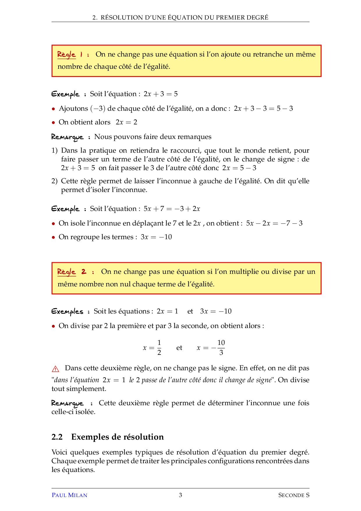 Les équations du premier degré - Cours - AlloSchool