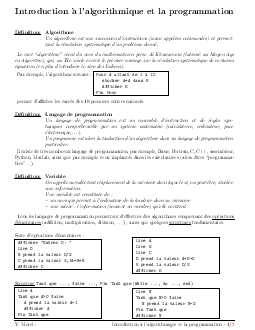 Introduction à l'algorithmique et la programmation - AlloSchool