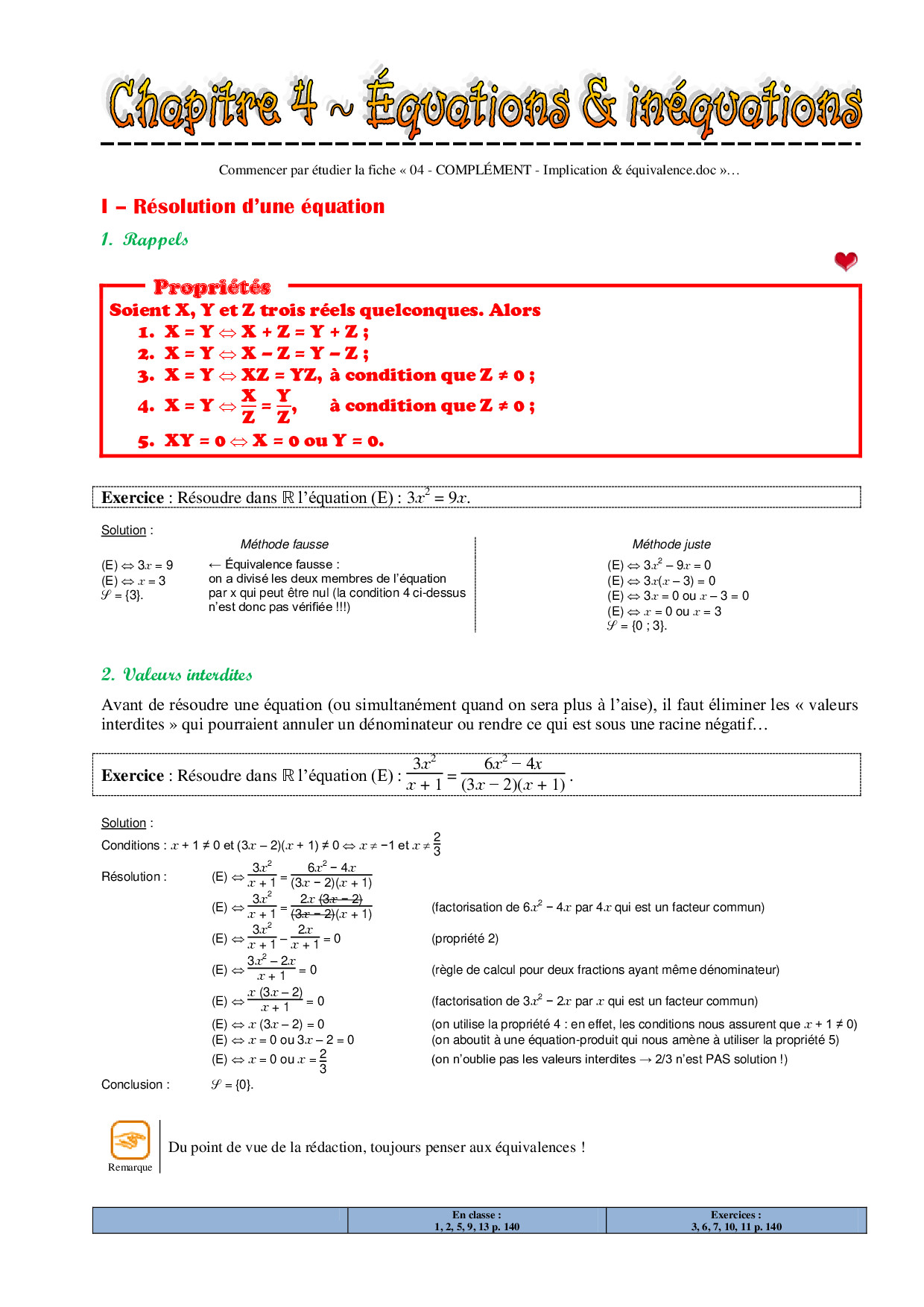 Résolution d'équations et inéquations - Résumé de cours - AlloSchool