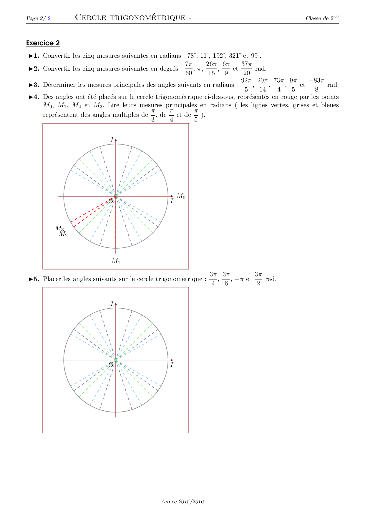 Cercles trigonométriques - Série d'exercices 4 - AlloSchool