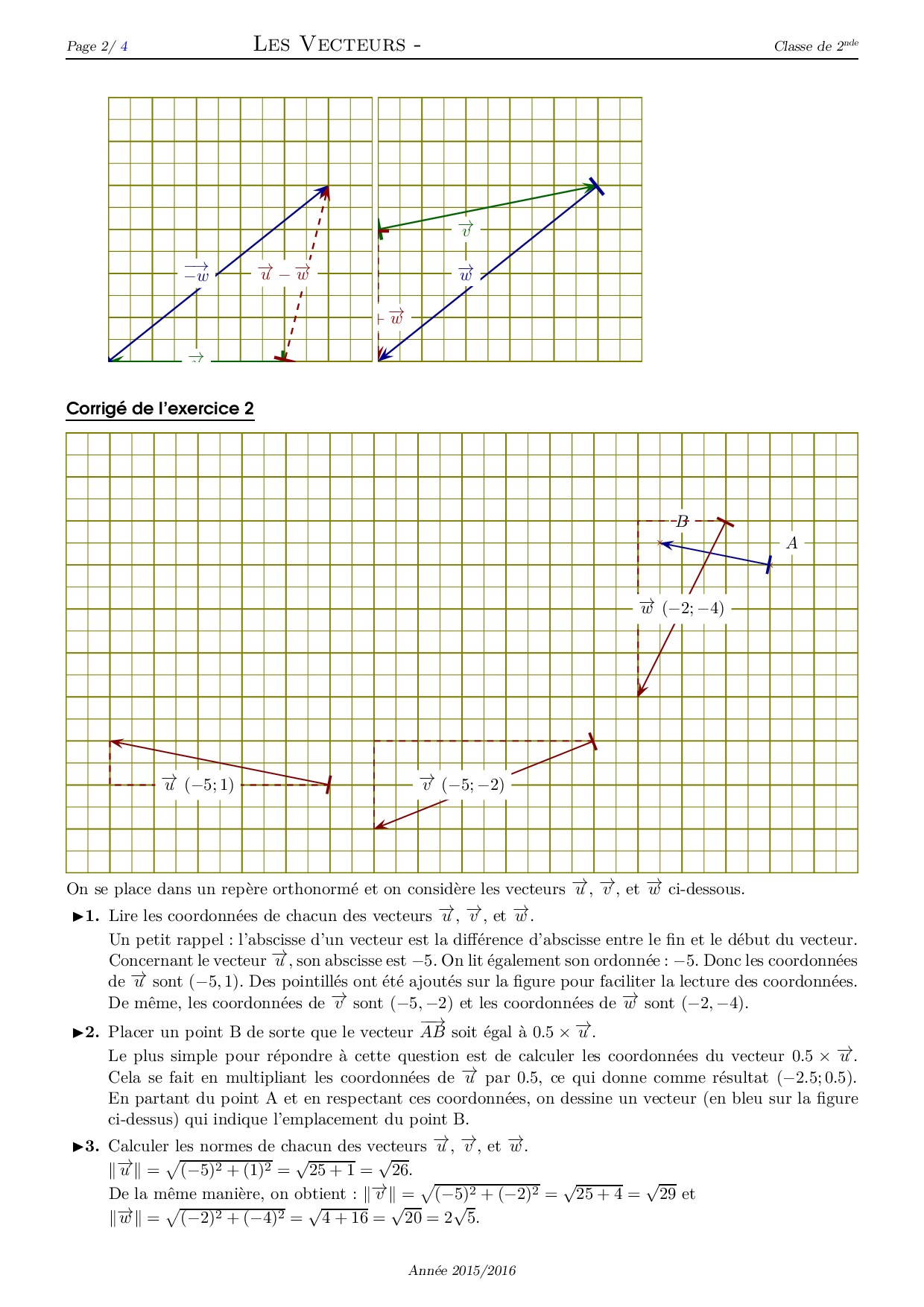 Vecteurs - Corrigé série d'exercices 3 - AlloSchool
