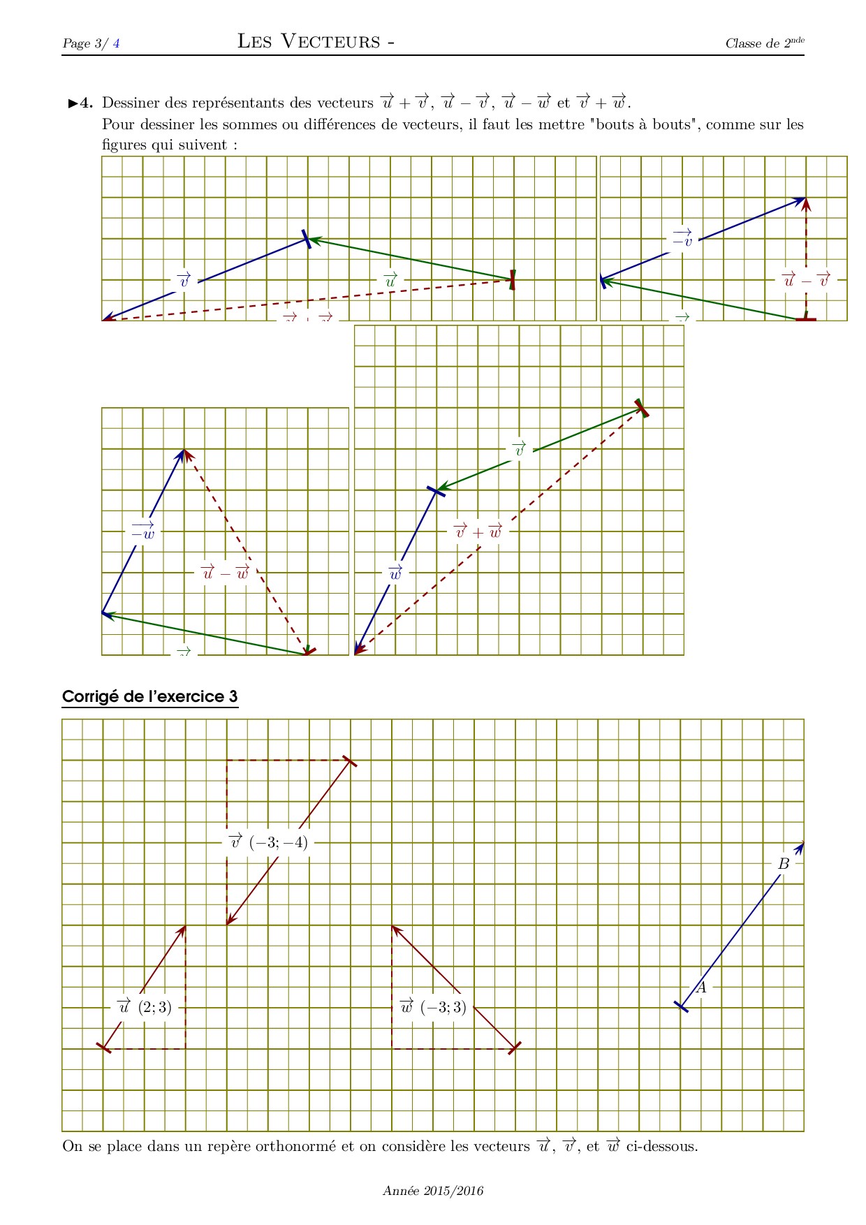 Vecteurs - Corrigé série d'exercices 3 - AlloSchool