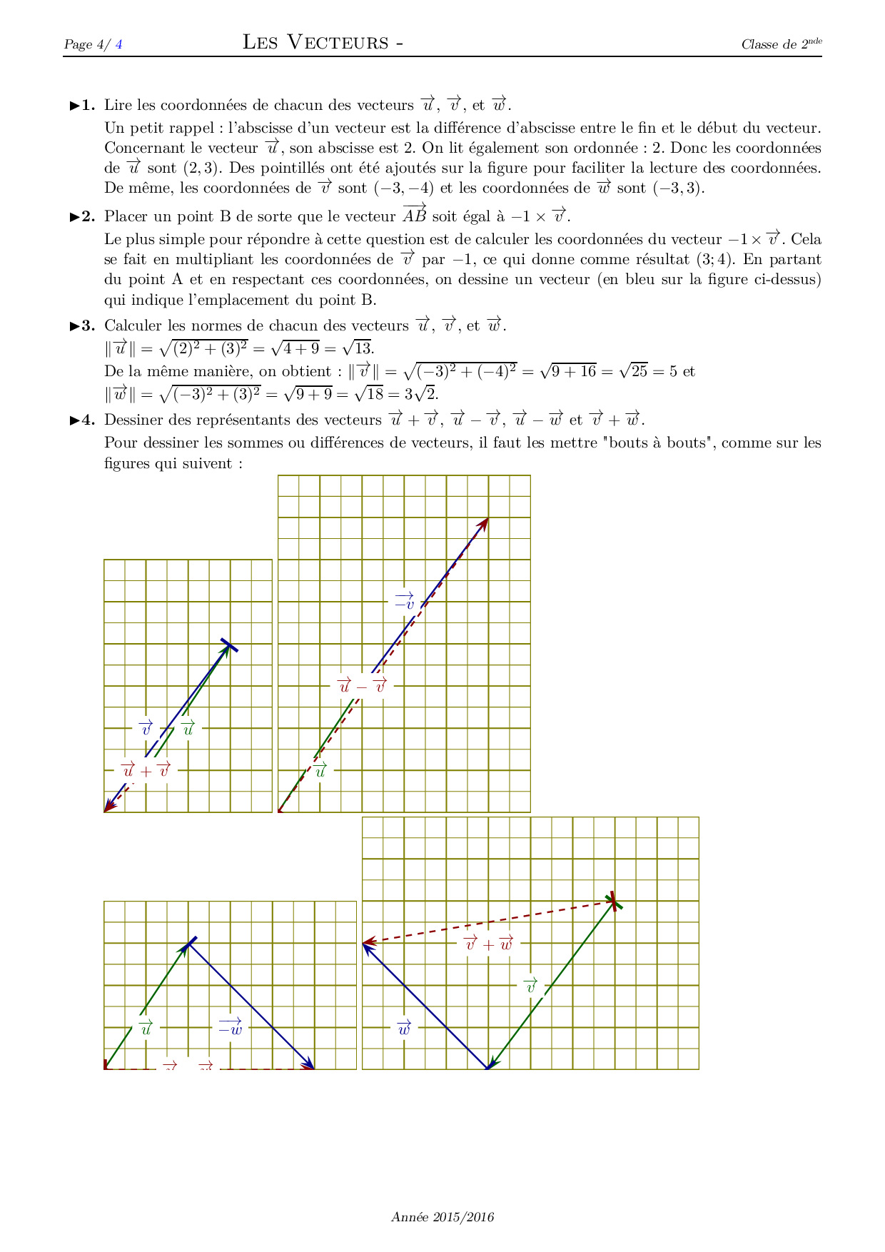 Vecteurs - Corrigé série d'exercices 3 - AlloSchool