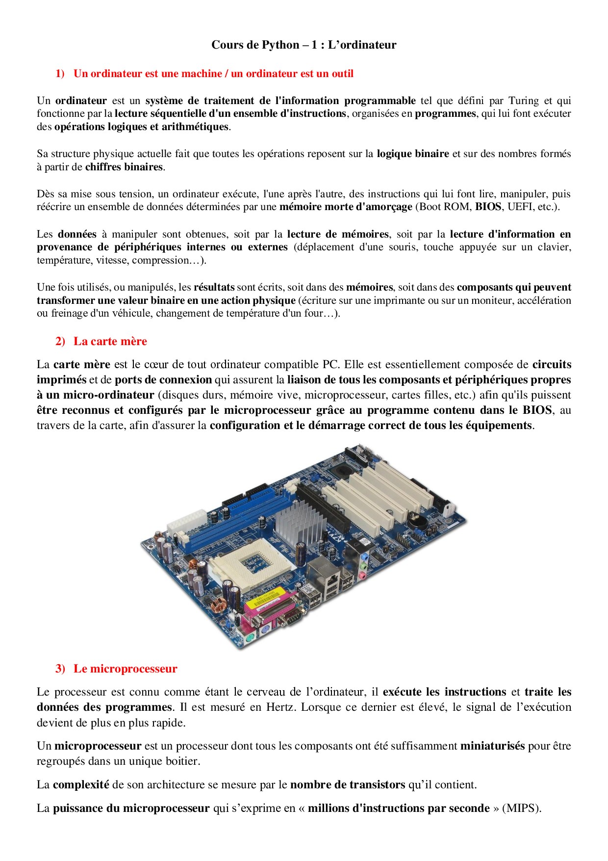 Structure physique d'un ordinateur et langage machine - AlloSchool