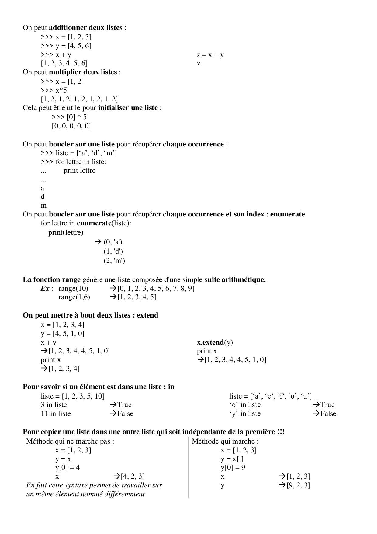 Python - Vocabulaire sur les listes (tableaux) - AlloSchool