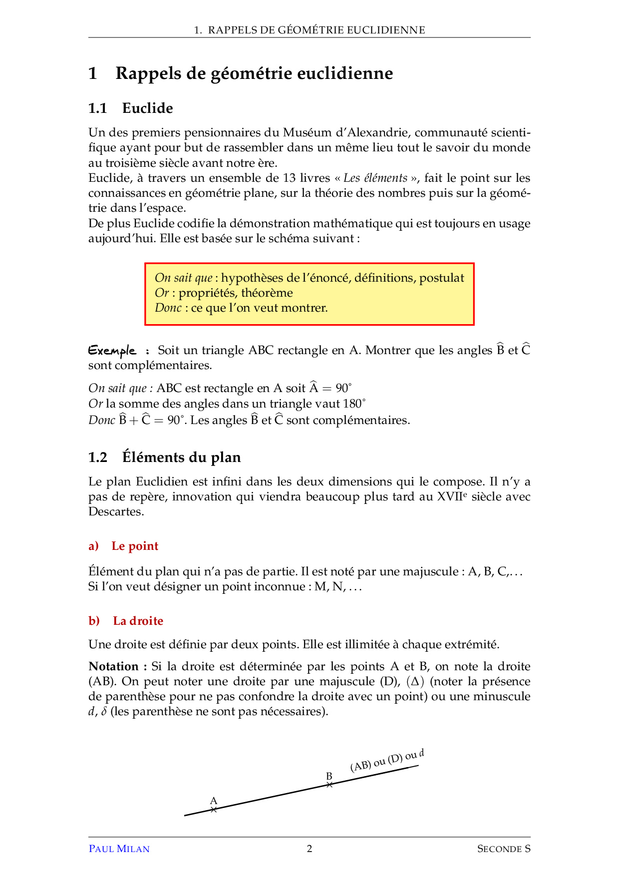 Rappel de géométrie du plan - Cours - AlloSchool