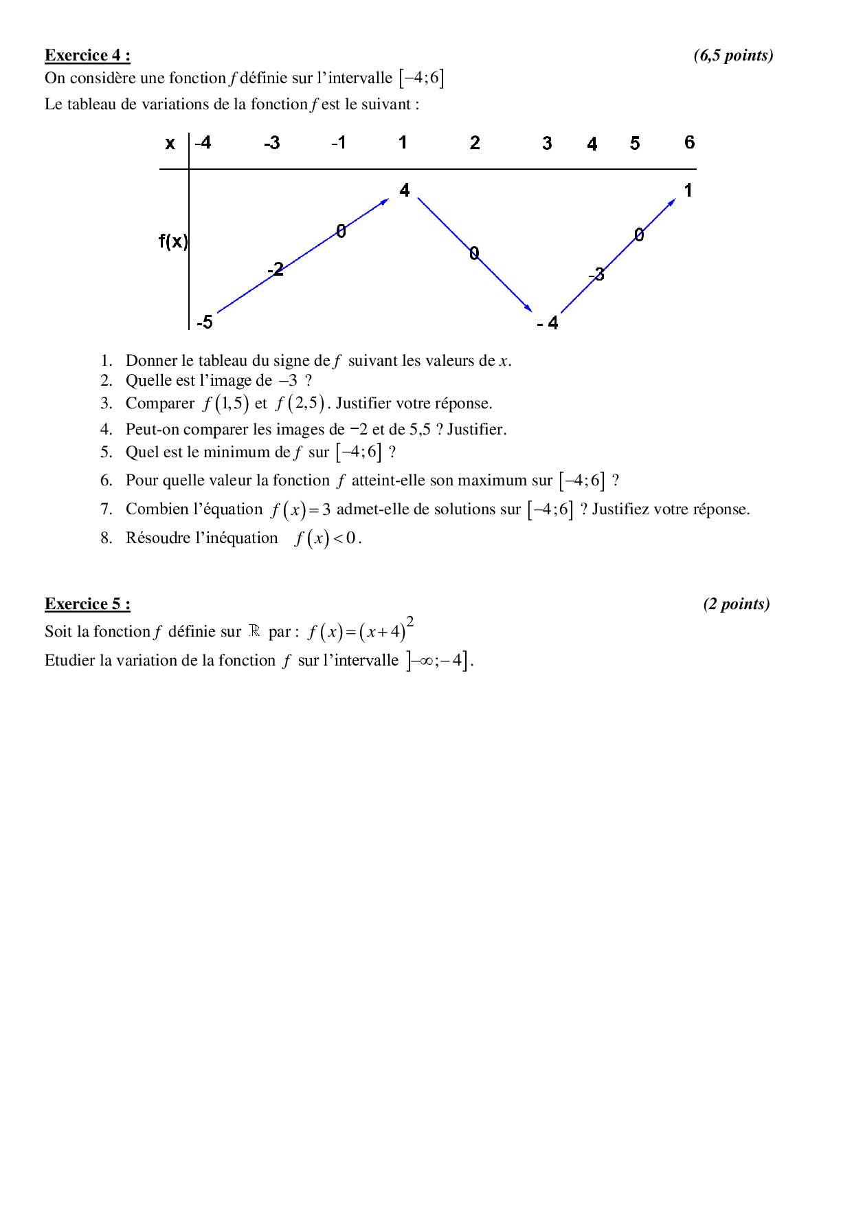 Devoir 2 (Généralités sur les fonctions) - AlloSchool