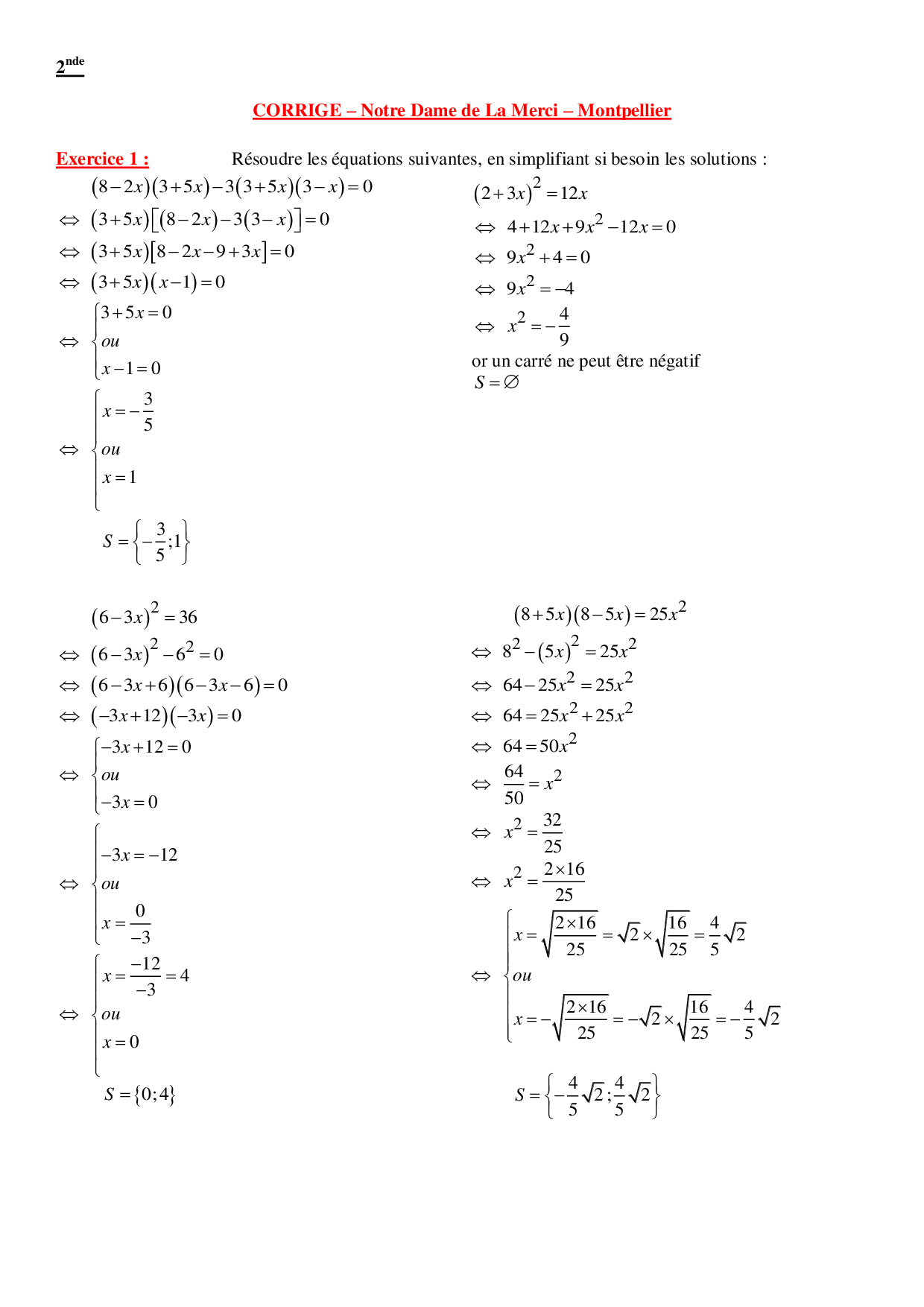 Corrigé devoir 5 - AlloSchool