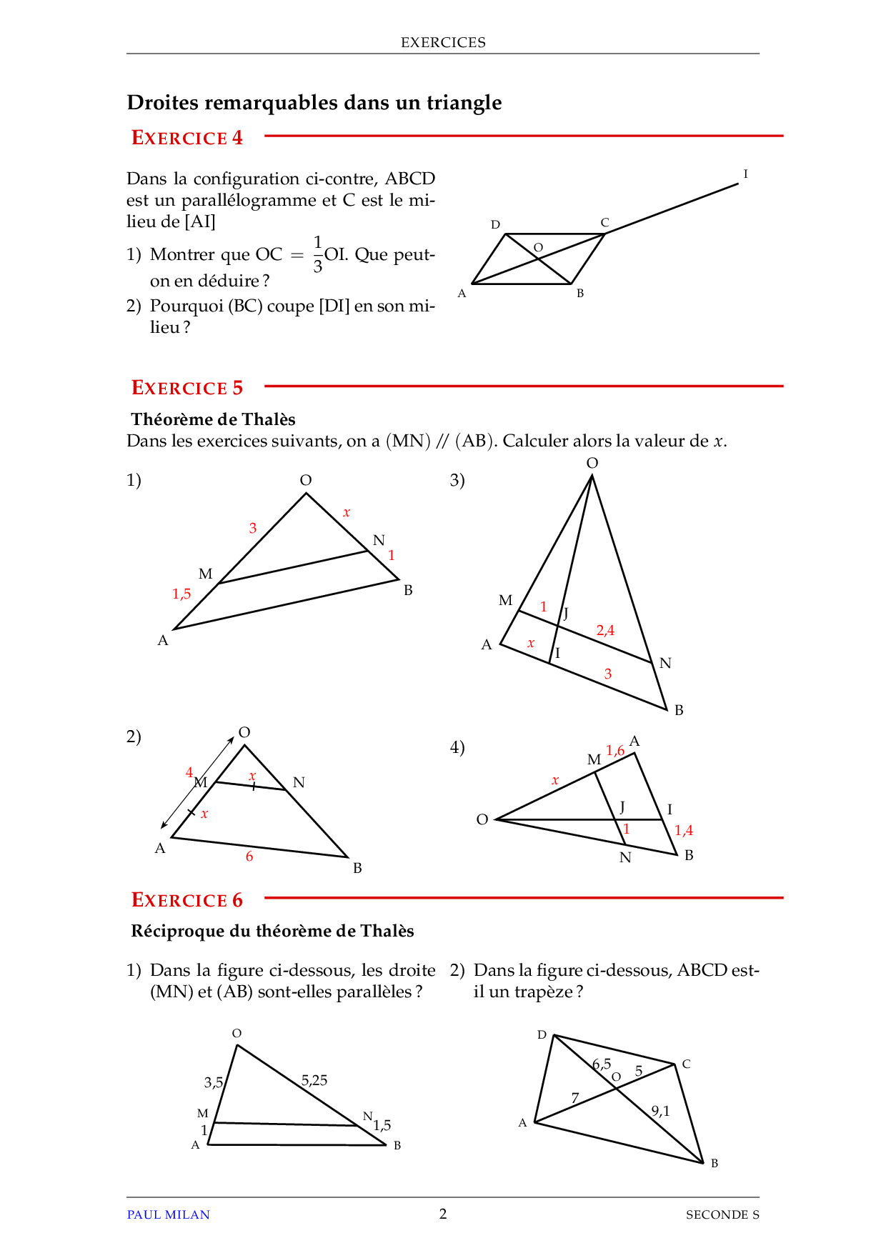 Rappel de géométrie du plan - Exercices non corrigés - AlloSchool