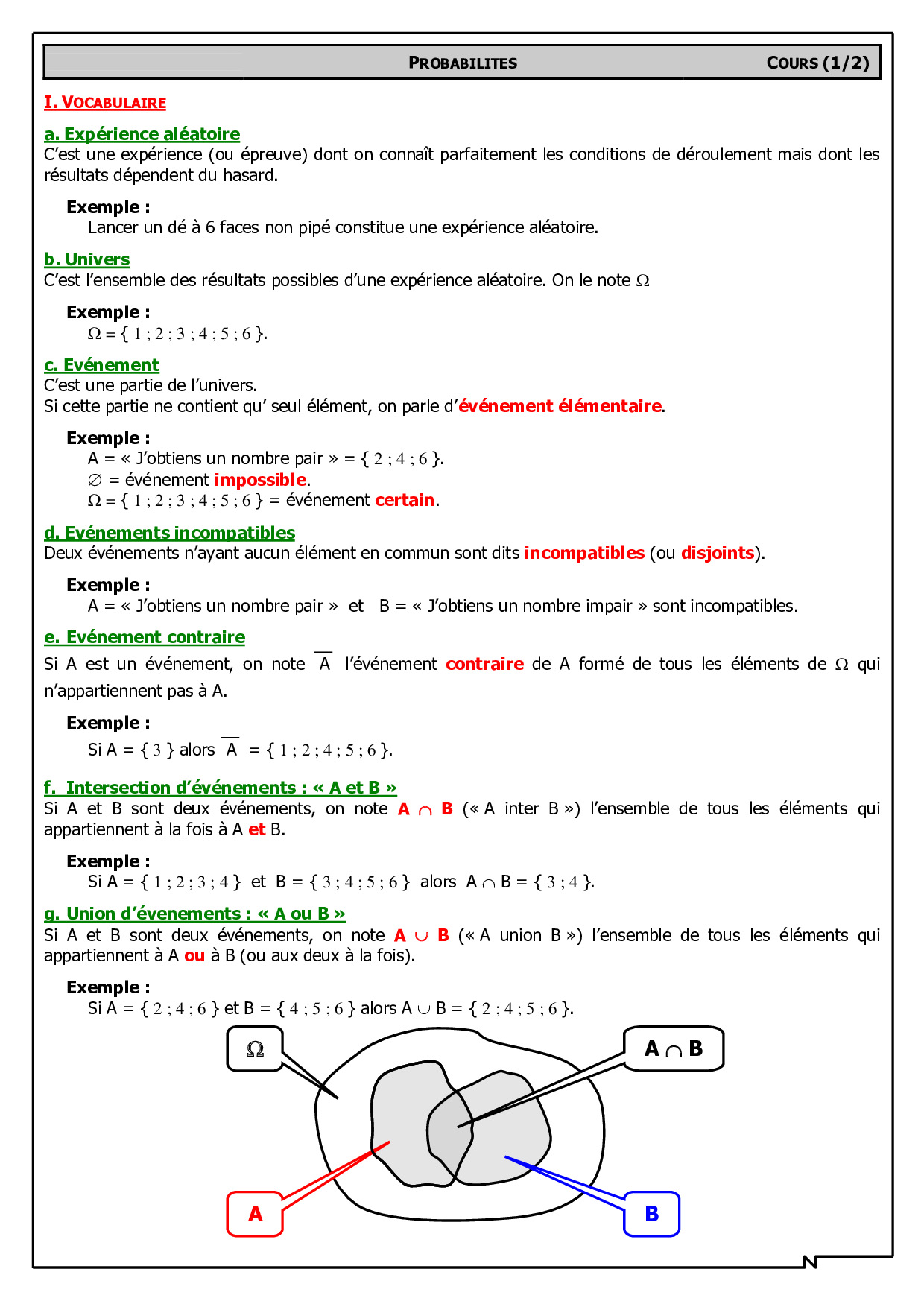 Probabilités - Cours 2 - AlloSchool
