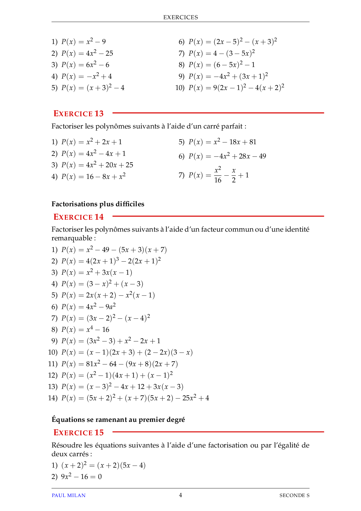 Les équations du premier degré - Exercices non corrigés - AlloSchool