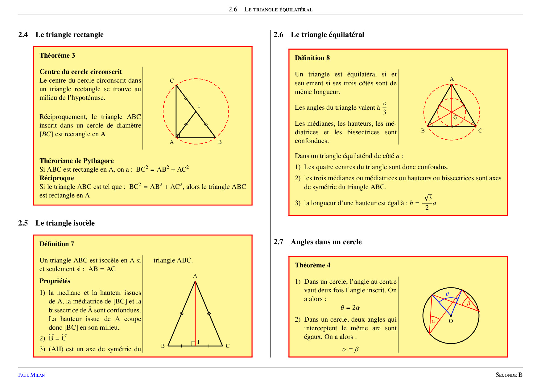 Fiche sur les rappels de géométrie plane - AlloSchool