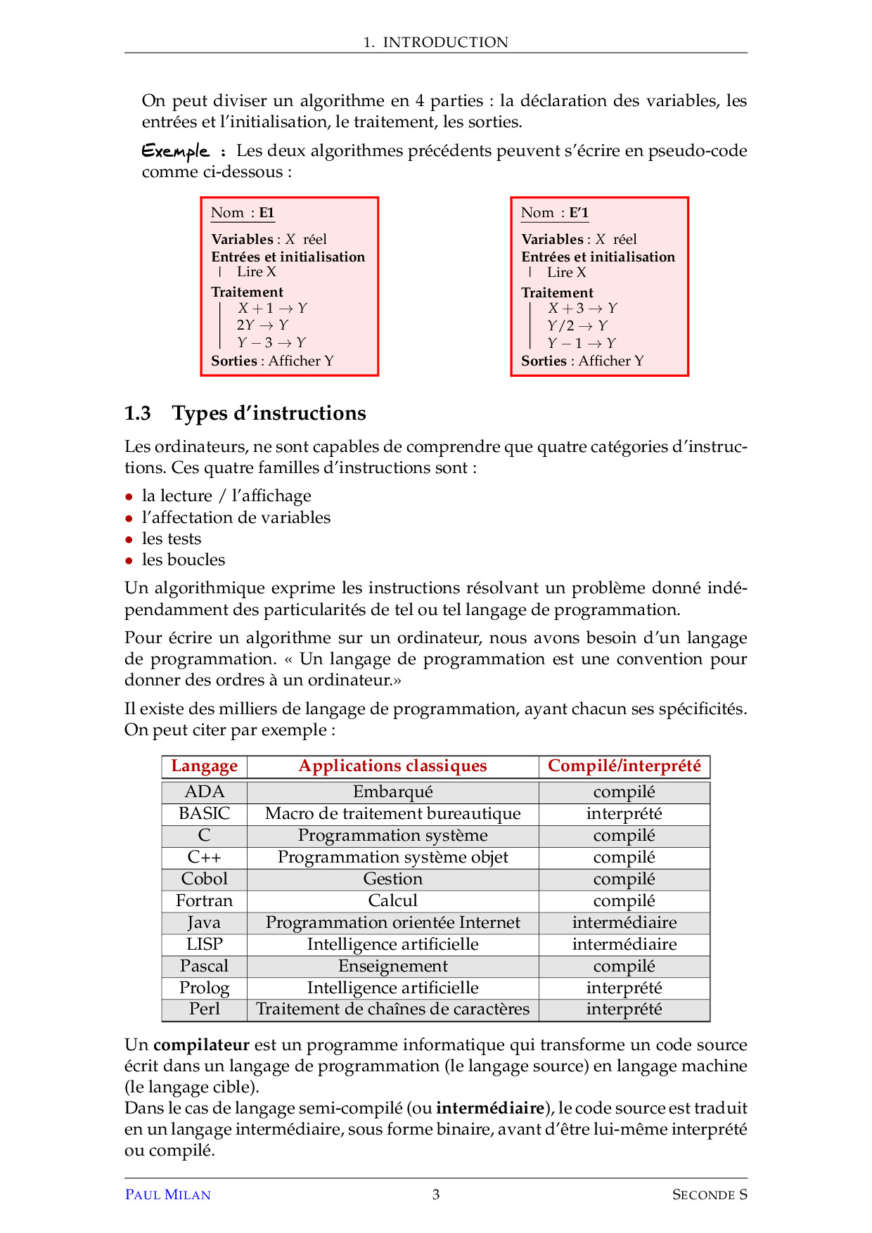 Notions d'algorithme - Cours - AlloSchool
