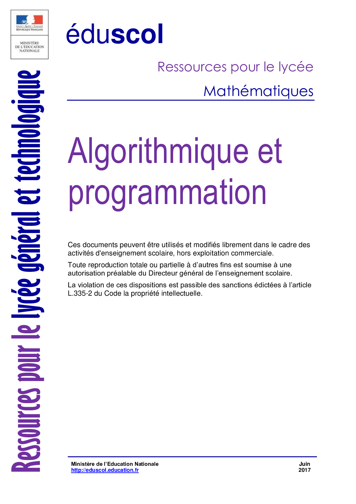 Eduscol - Algorithmique et programmation - AlloSchool