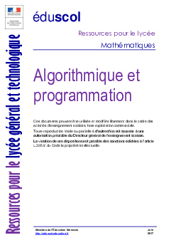 Eduscol - Algorithmique et programmation - AlloSchool