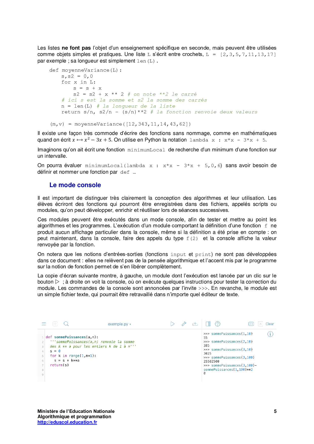 Eduscol - Algorithmique et programmation - AlloSchool