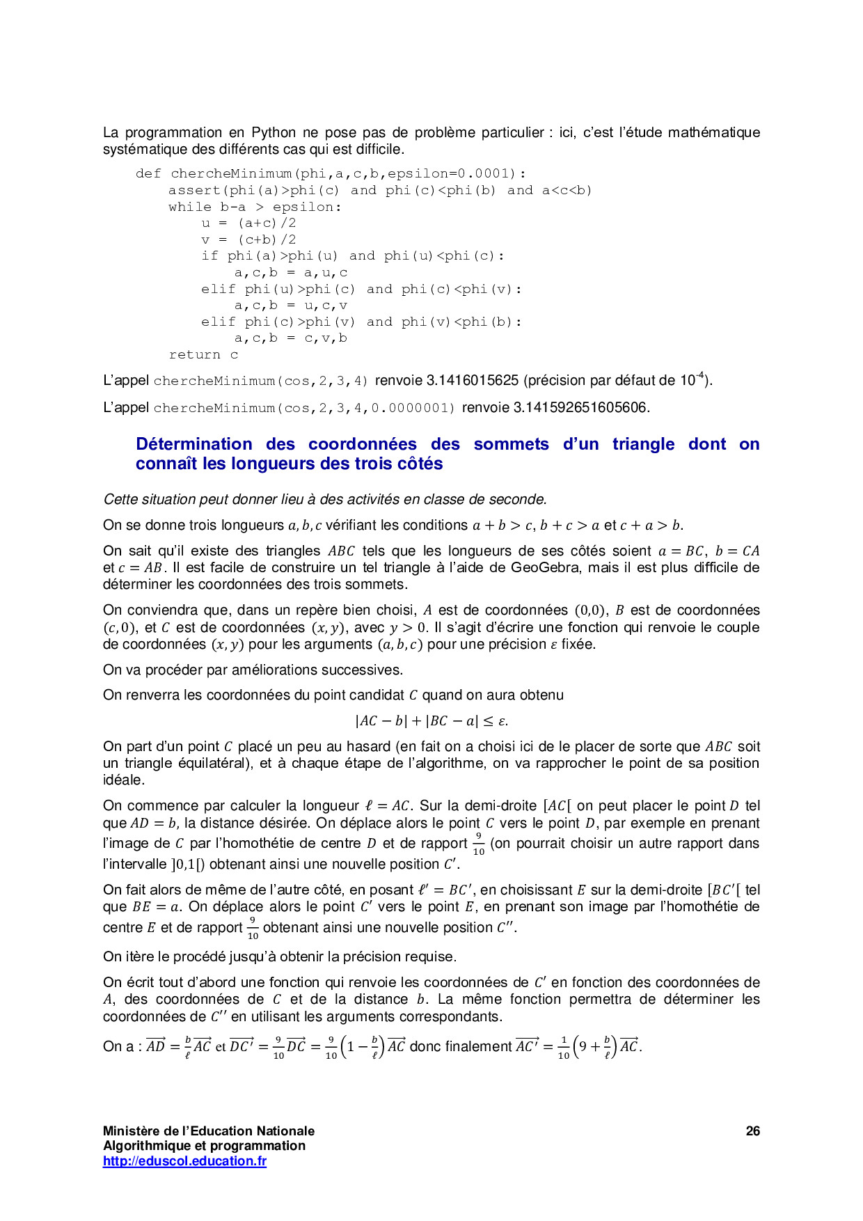 Eduscol - Algorithmique et programmation - AlloSchool