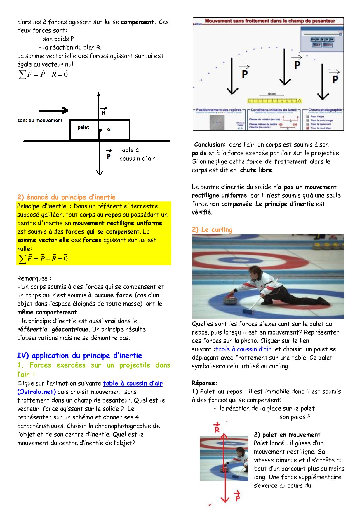 Forces et mouvement dans le sport - Cours - AlloSchool