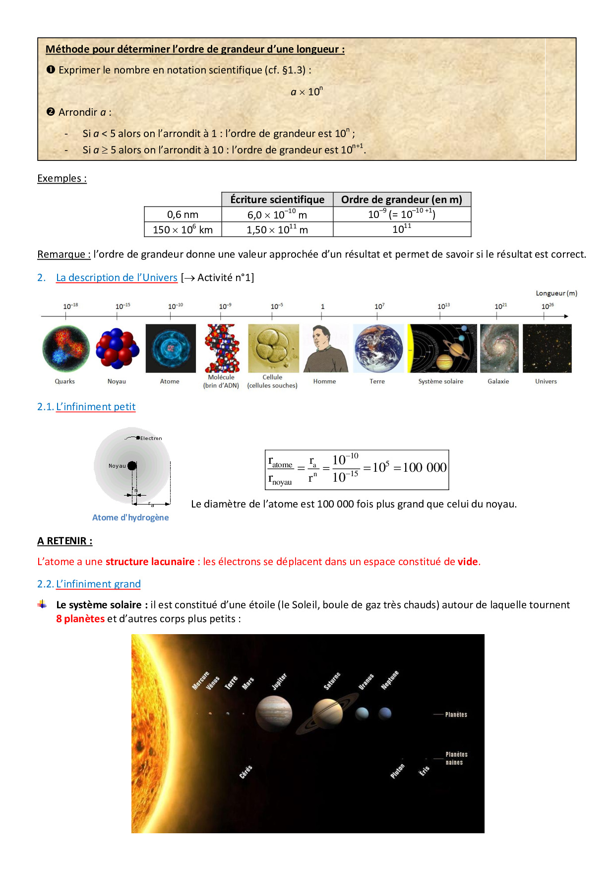 Description de l'Univers - Cours 2 - AlloSchool