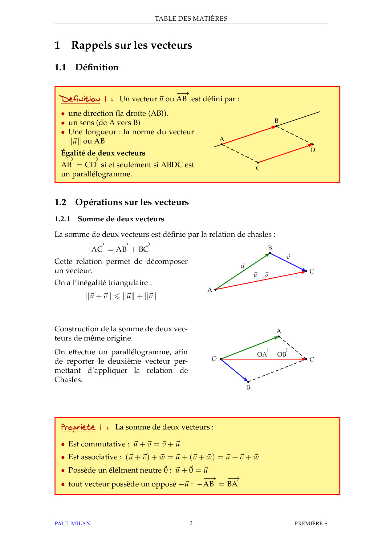 Vecteurs et colinéarité - Angles orientés et trigonométrie - Cours ...