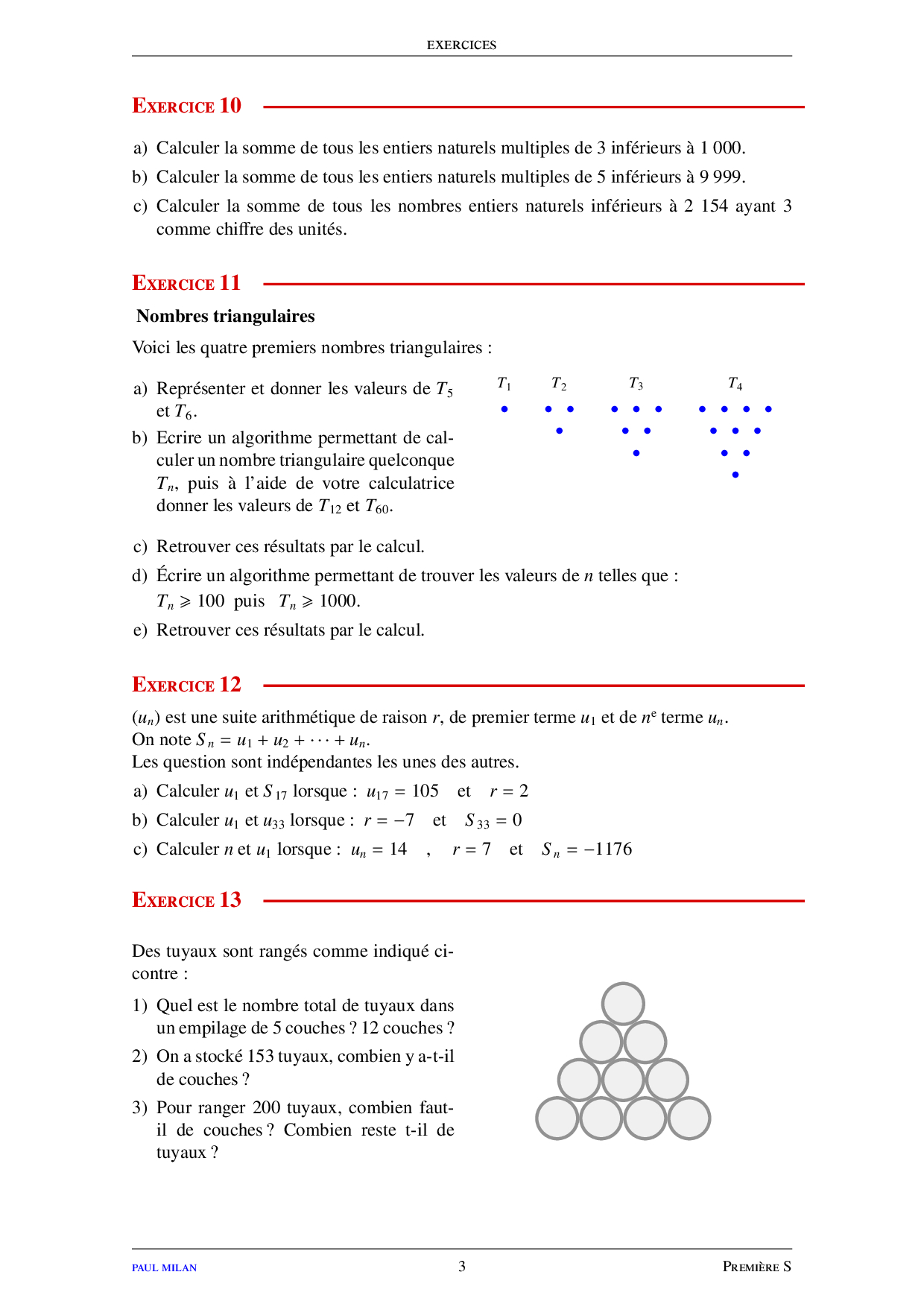 Les suites - Exercices non corrigés - AlloSchool