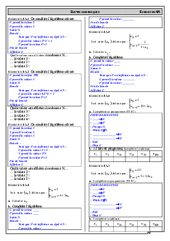 Algorithmes et suites - Exercices - AlloSchool