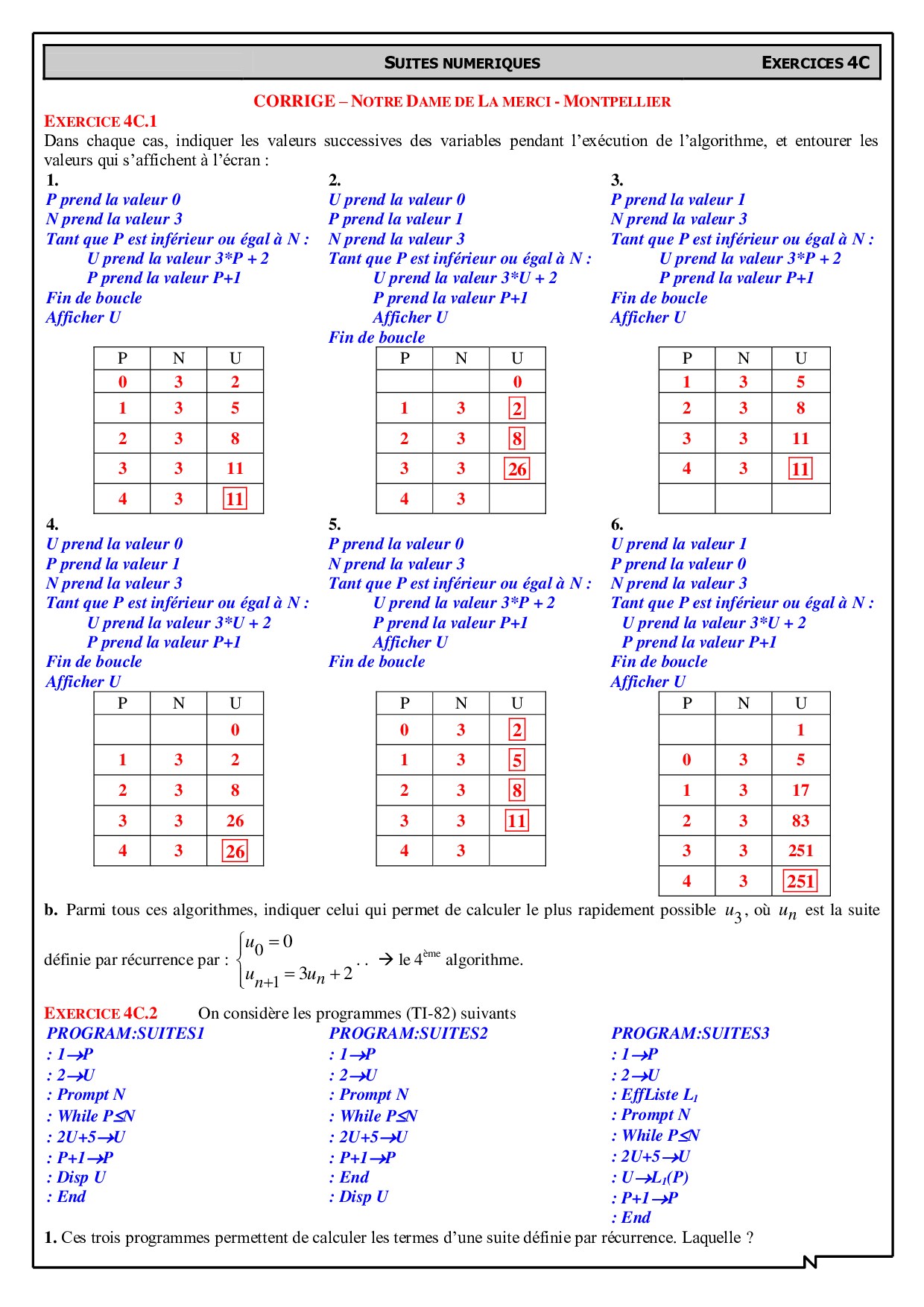 Choisir le bon algorithme - Corrigés d'exercices - AlloSchool