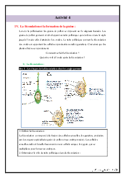 La reproduction sexuée chez les angiospermes - Activités 1 - AlloSchool