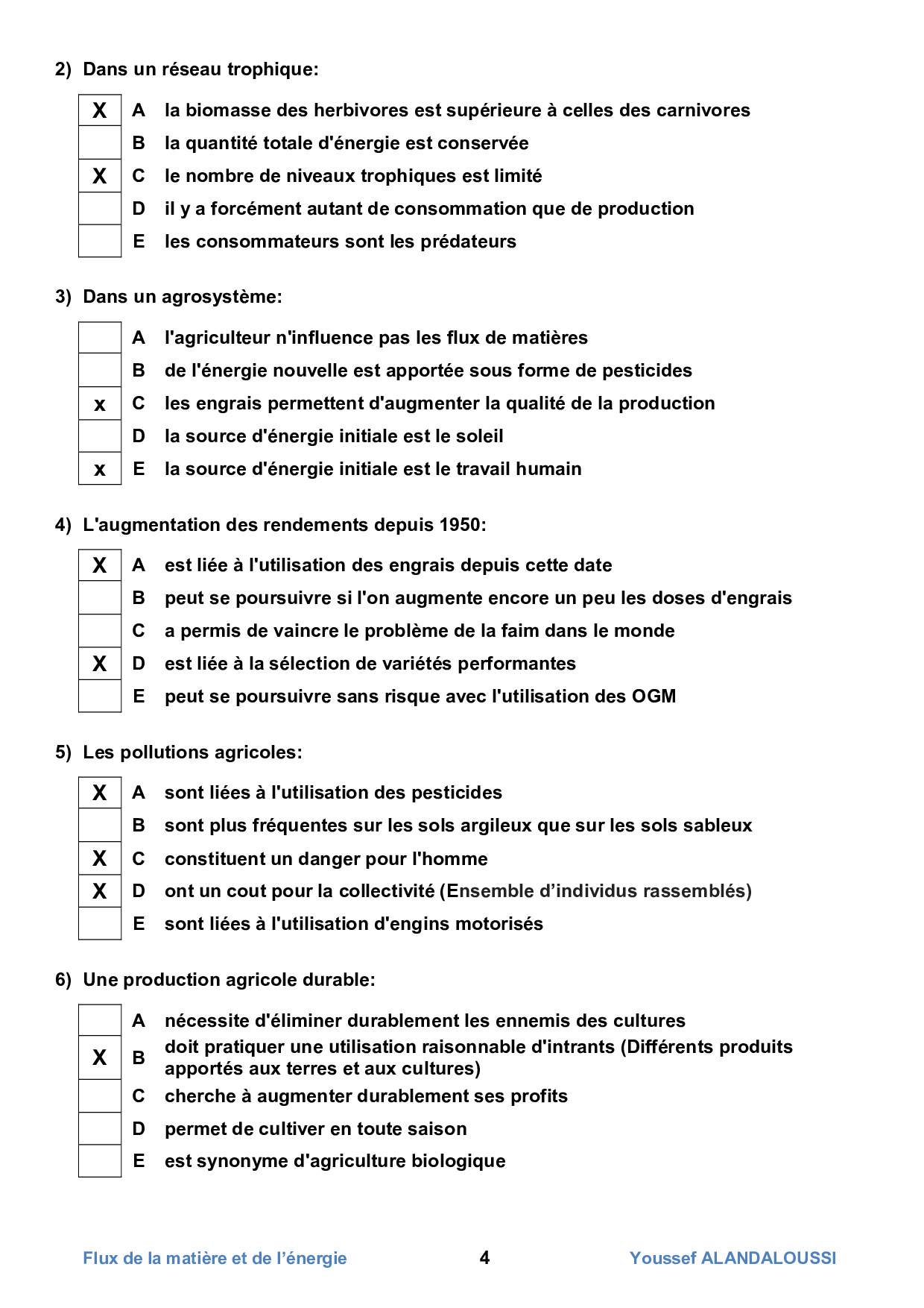 Flux de la matière et de l’énergie dans l’écosystème - Corrigé série d'exercices 1 - AlloSchool