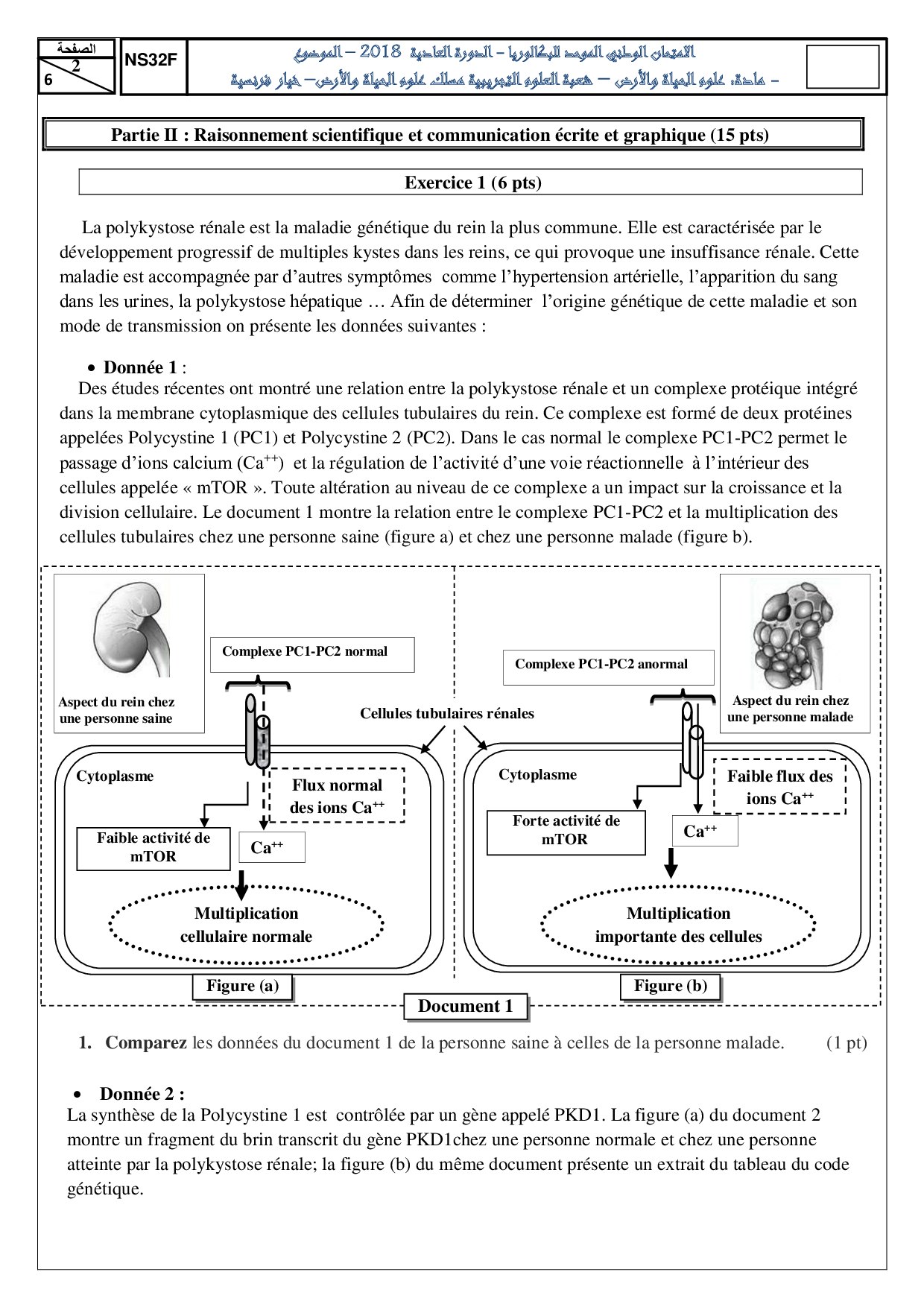 Examen National SVT 2ème BAC SVT 2018 Normale - Sujet - AlloSchool