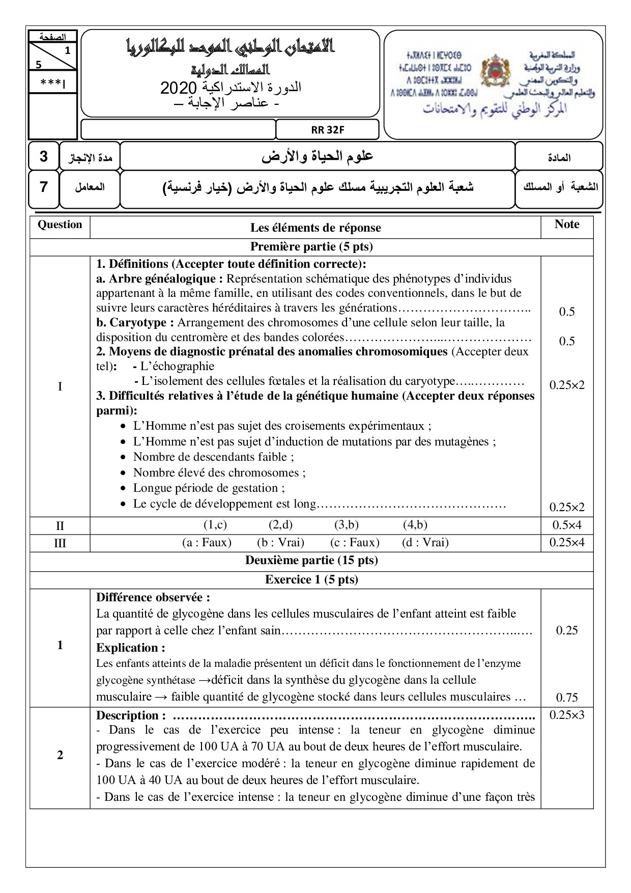 Examen National SVT 2ème BAC SVT 2020 Rattrapage - Corrigé - AlloSchool